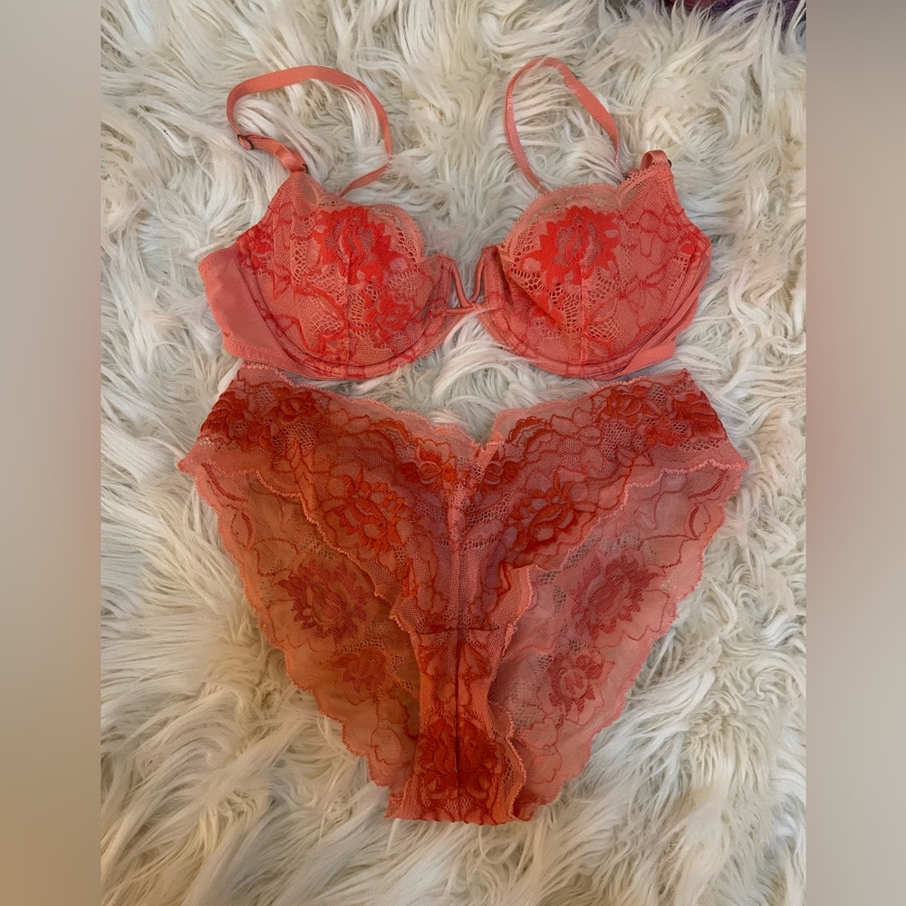 Victoria’s Secret Orange Bra And Brief Set 34b And Sm… - Gem